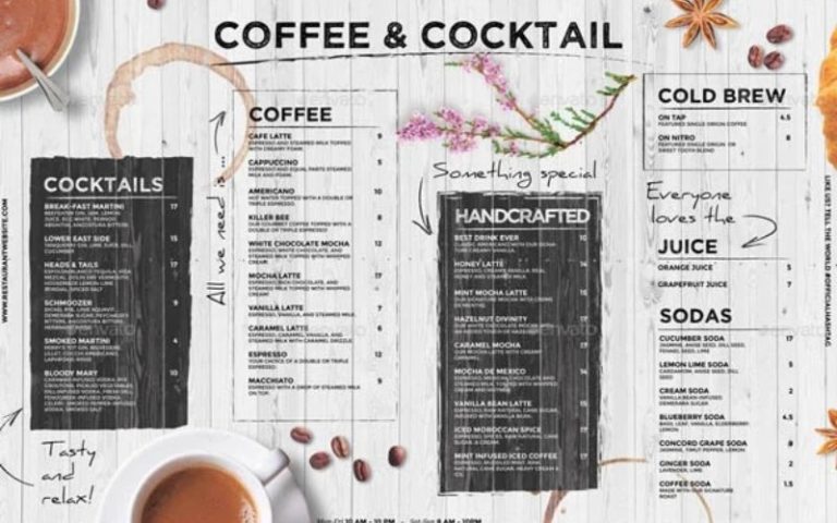25+ mẫu menu cafe đơn giản, đẹp và thu hút khách hàng