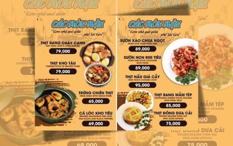 20 Mẫu menu nhà hàng từ bình dân đến sang trọng